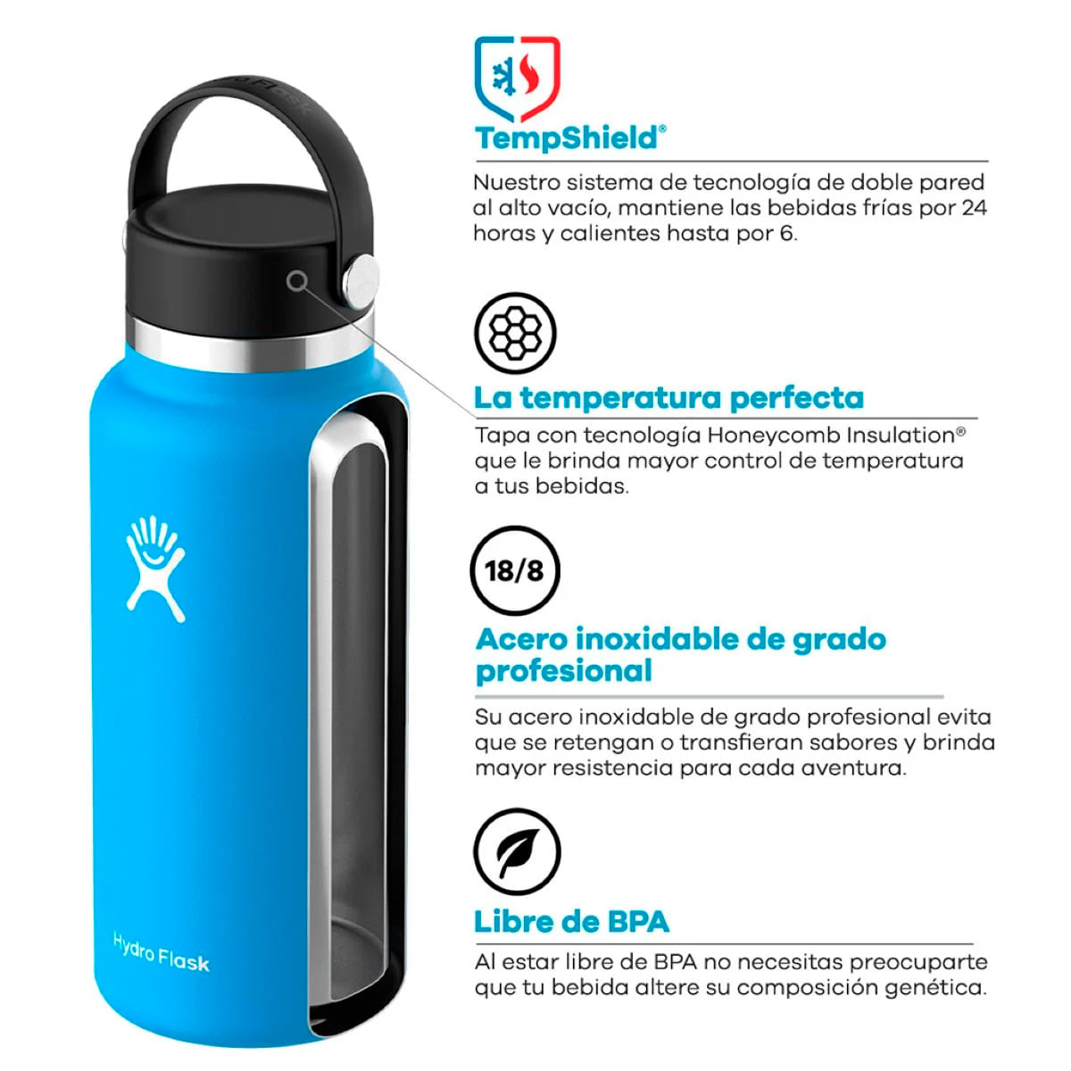 Termo Hydro Flask Boca Ancha 20 Oz. (590ml) Snapper - My Shuzz - Tienda ...