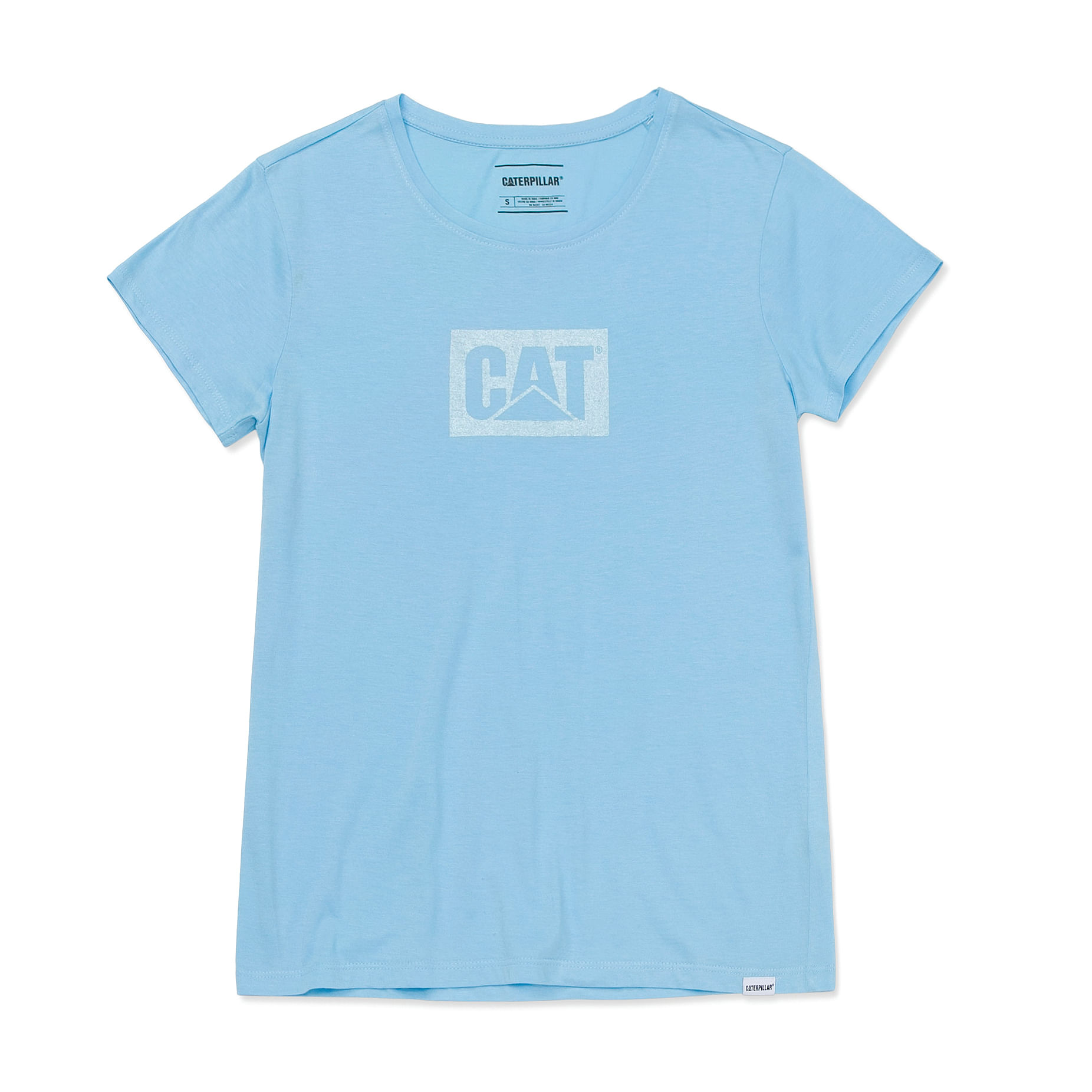 Remera Cat Mujer Metallic Logo Celeste - Cat Lifestyle Paraguay ...