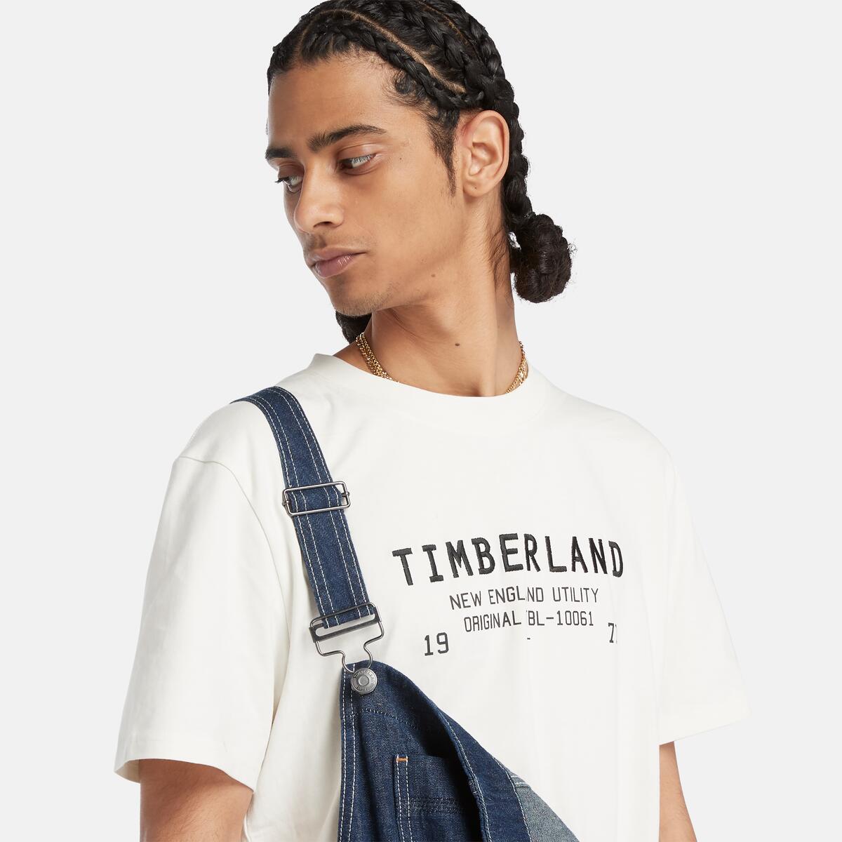 Remera Timberland Hombre Linear Brand Carrier Blanco - Timberland